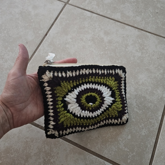 Handmade | Bags | Handmade Eye Crochet Mini Zipper Bag | Poshmark